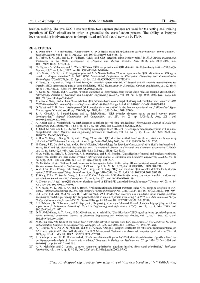 Electrocardiograph Signal Recognition Using Wavelet Transform Based On Optimized Neural Network