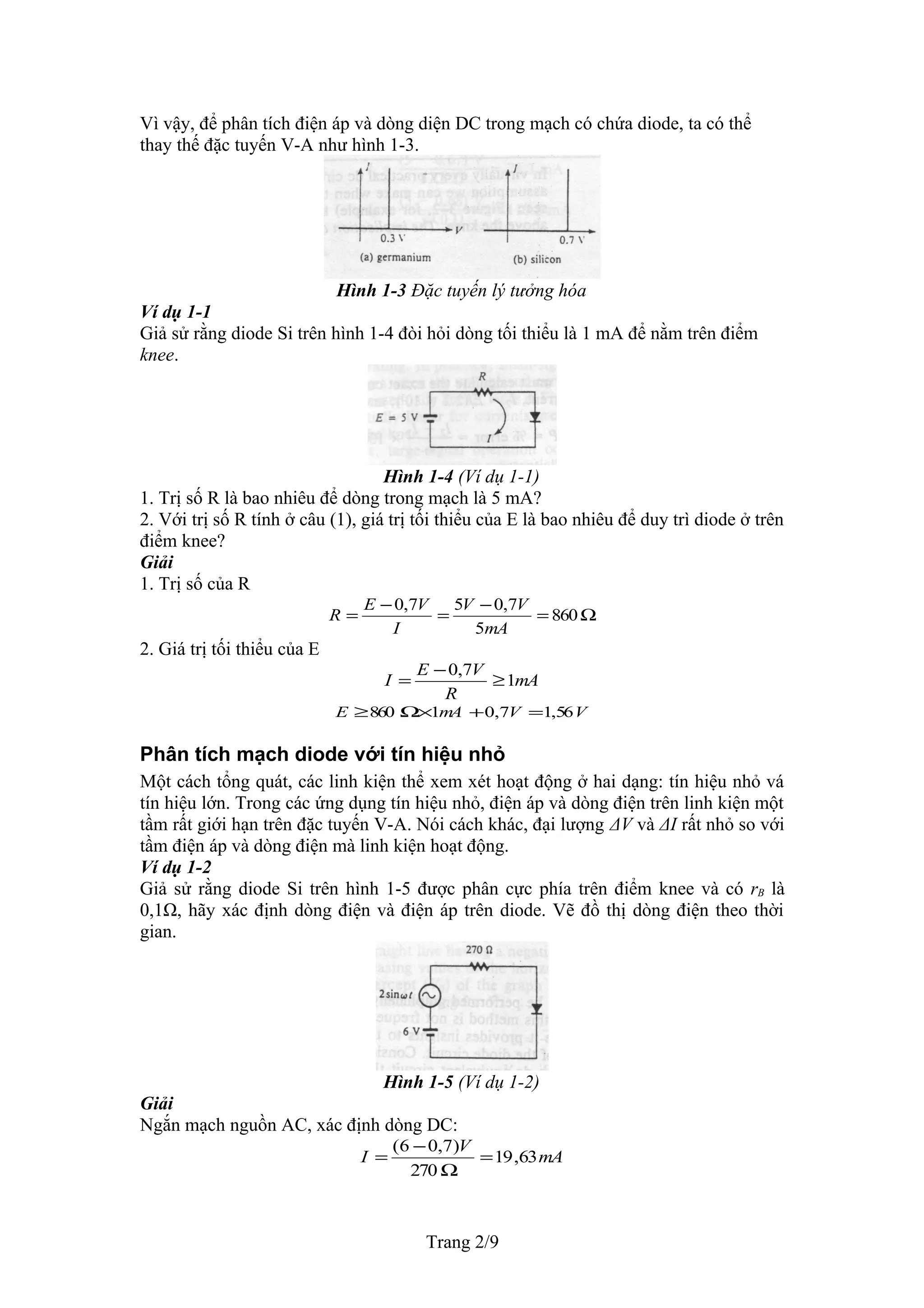 Kỹ thuật điện tử - bài tập diode | PDF