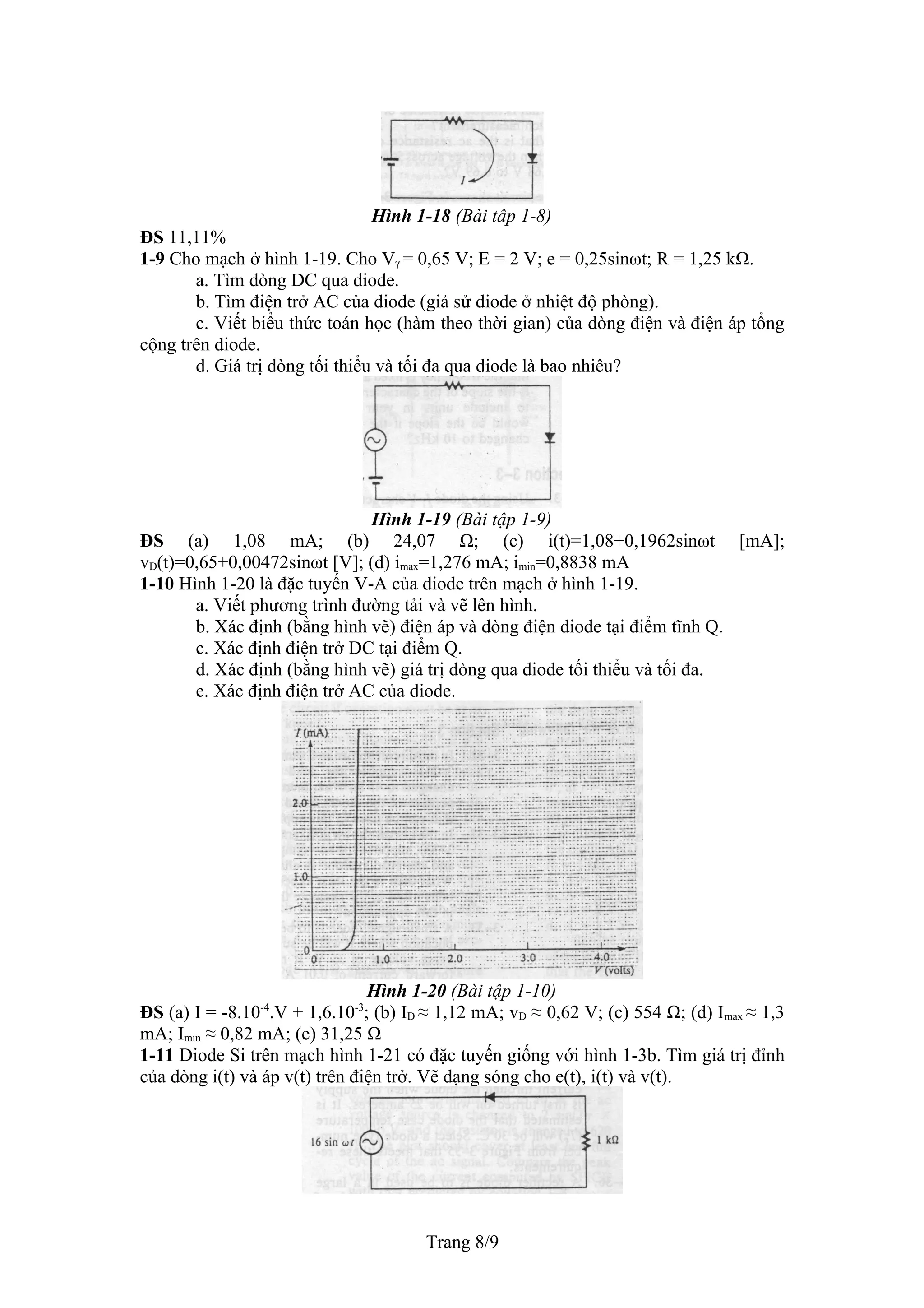 Kỹ thuật điện tử - bài tập diode | PDF