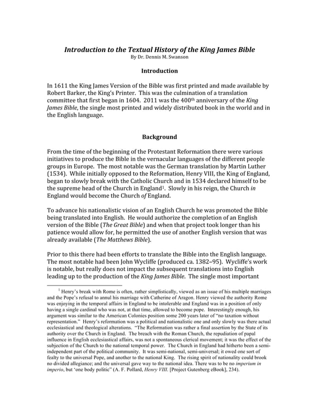 Textual History of the King James Bible | PDF