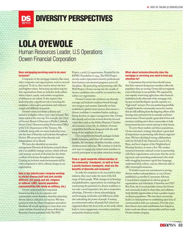 September 2016 The Diversity Issue_selected-pages (Ocwen - Lola Oyewole) | PDF