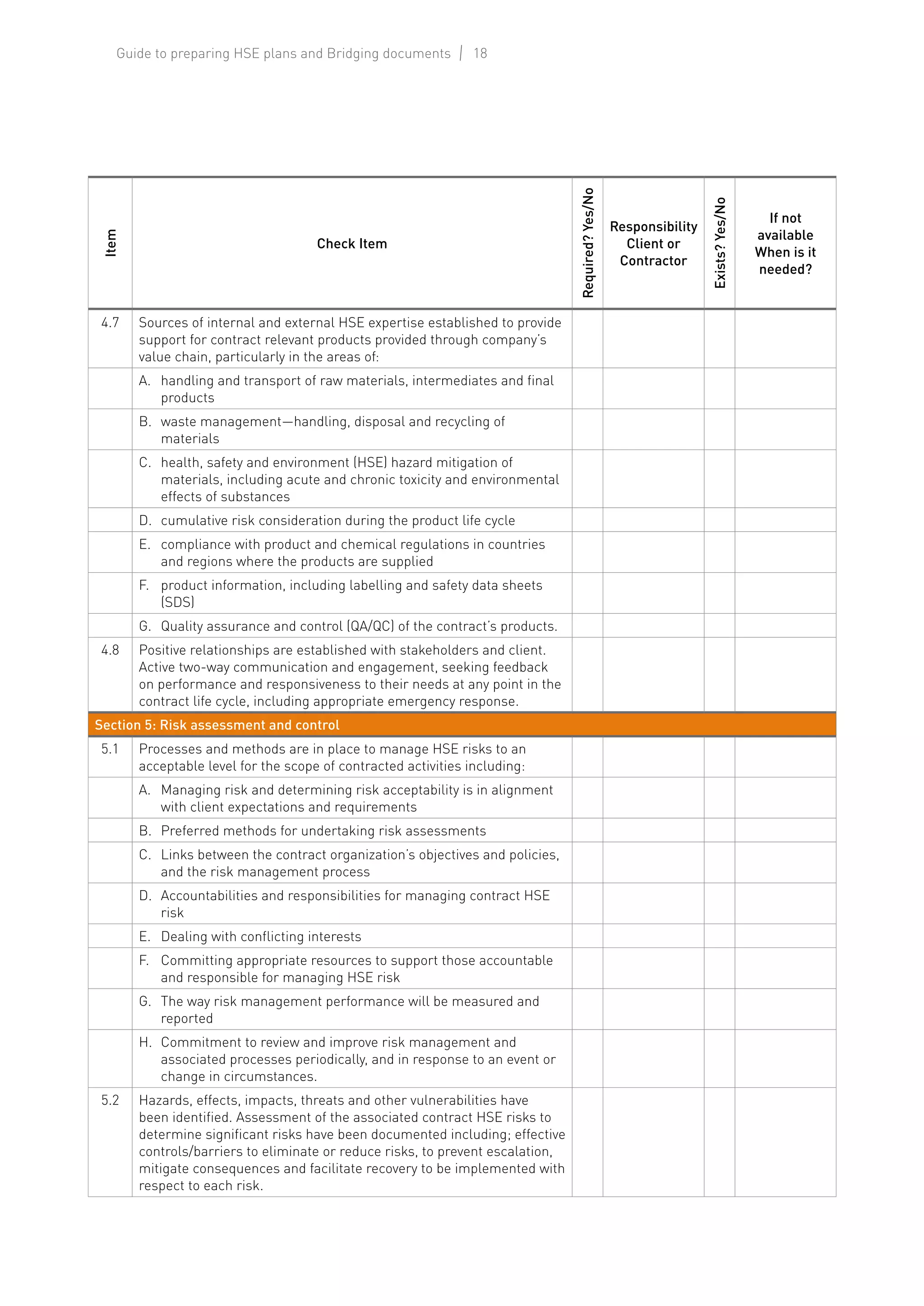 HSE plan and Bridging document | PDF