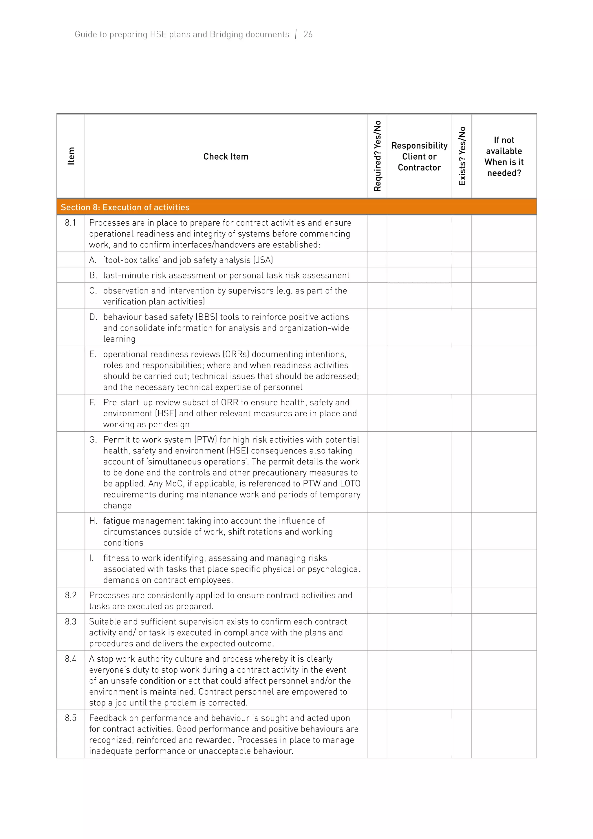 HSE plan and Bridging document | PDF