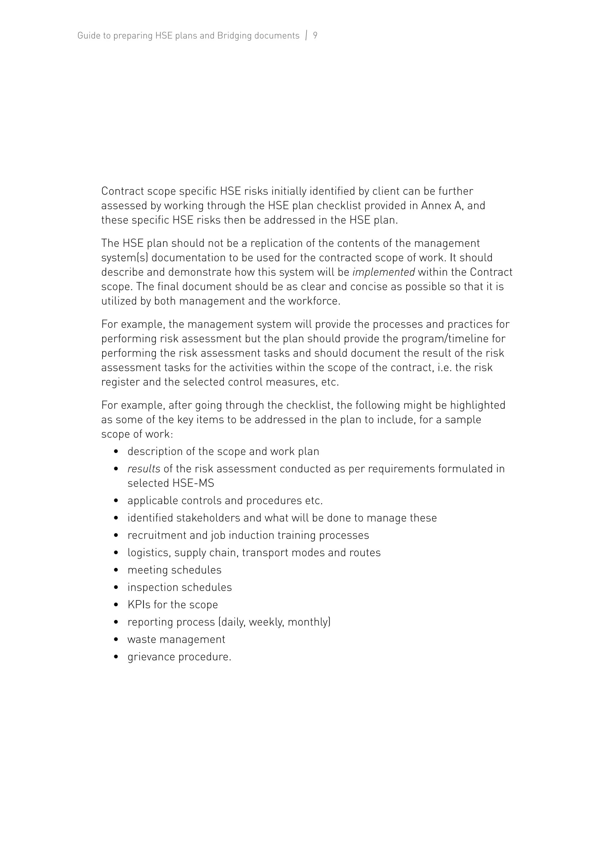 HSE plan and Bridging document | PDF