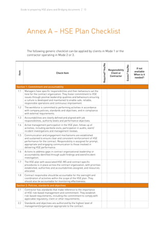 HSE plan and Bridging document | PDF