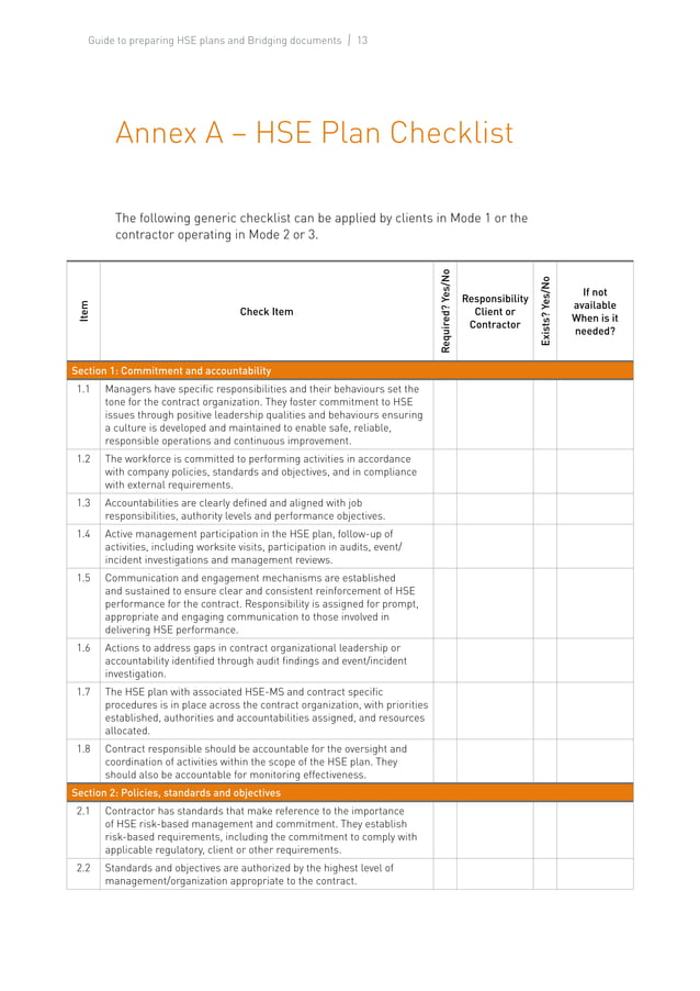 HSE plan and Bridging document | PDF | Civil Engineering Industry ...