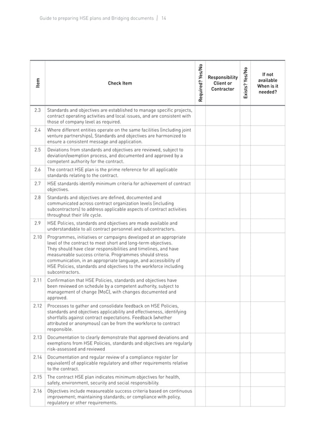 HSE plan and Bridging document | PDF | Civil Engineering Industry ...