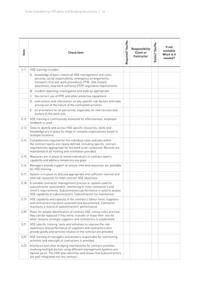 HSE plan and Bridging document | PDF | Civil Engineering Industry ...