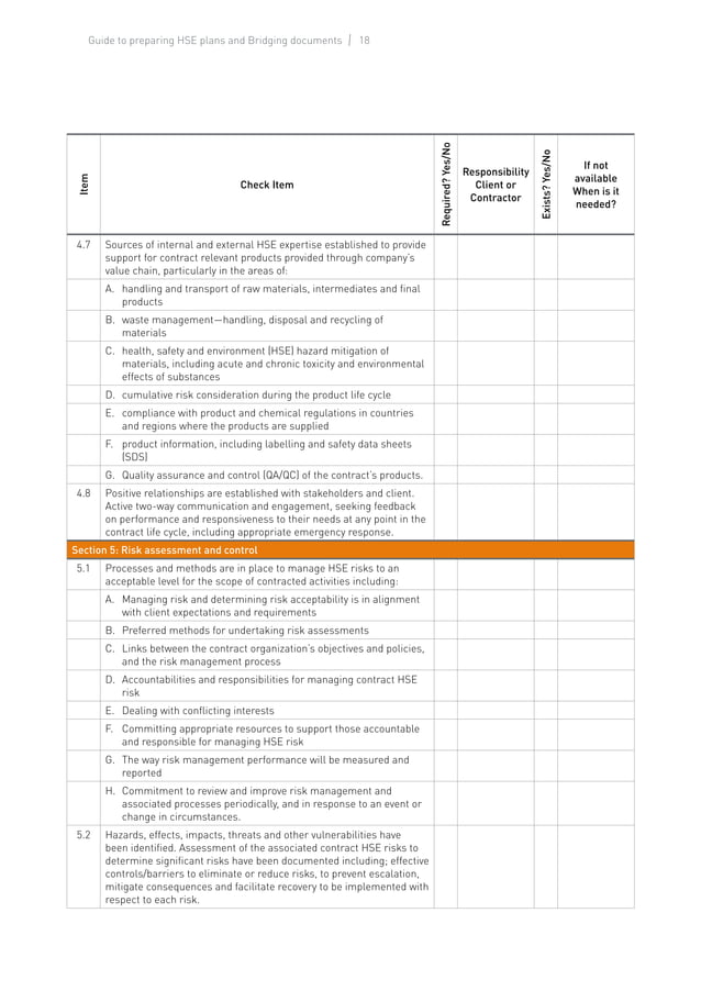 HSE plan and Bridging document | PDF | Civil Engineering Industry ...