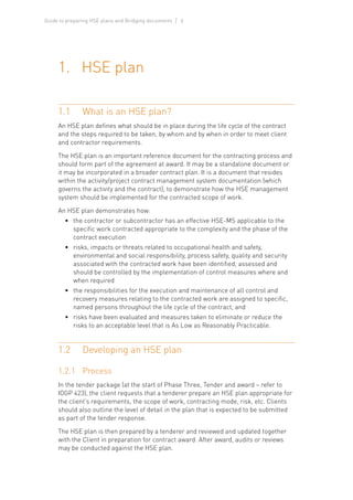 HSE plan and Bridging document | PDF