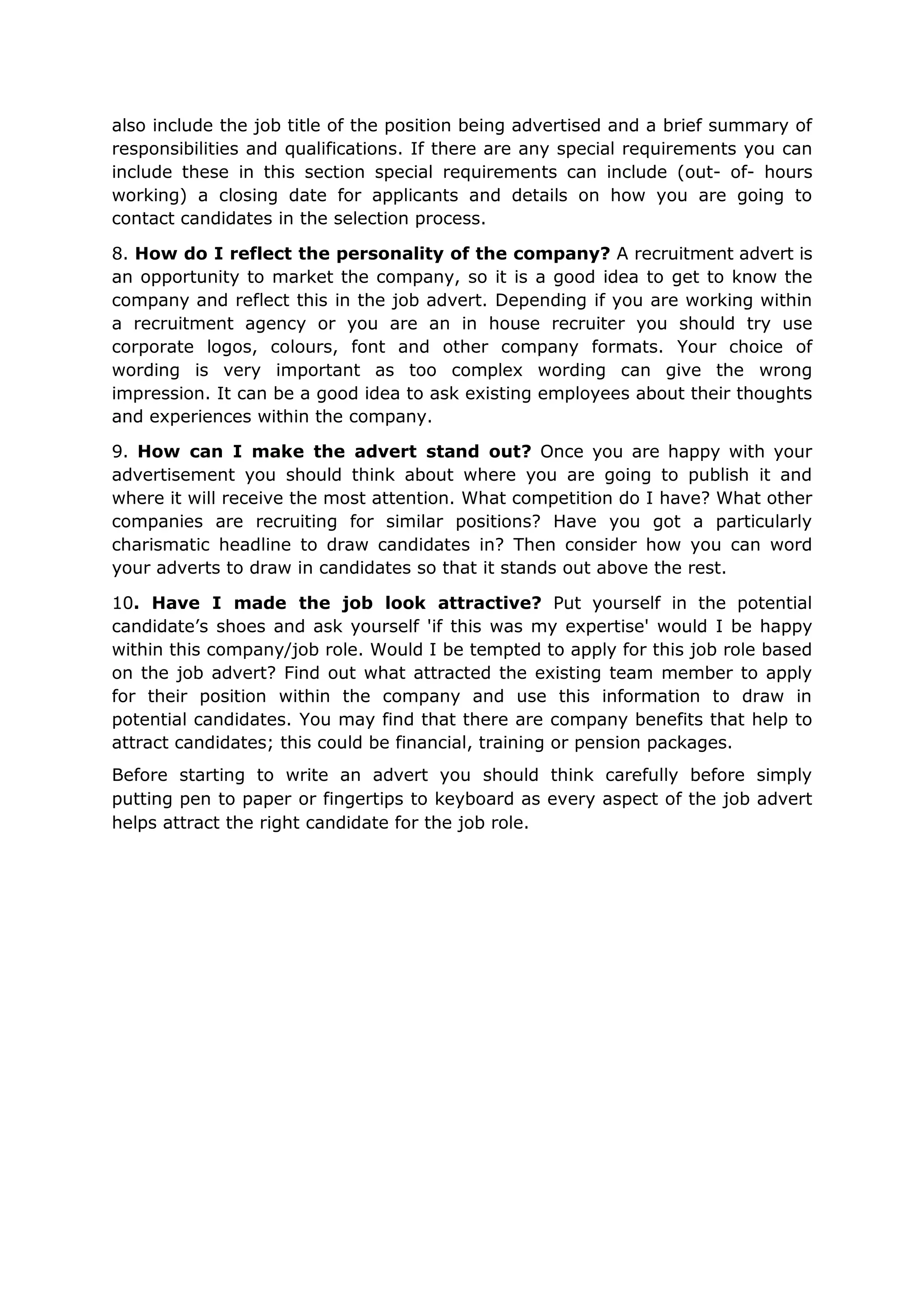How to write an effective recruitment advert | PDF