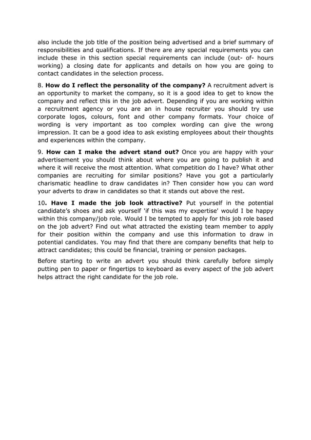 How to write an effective recruitment advert | PDF