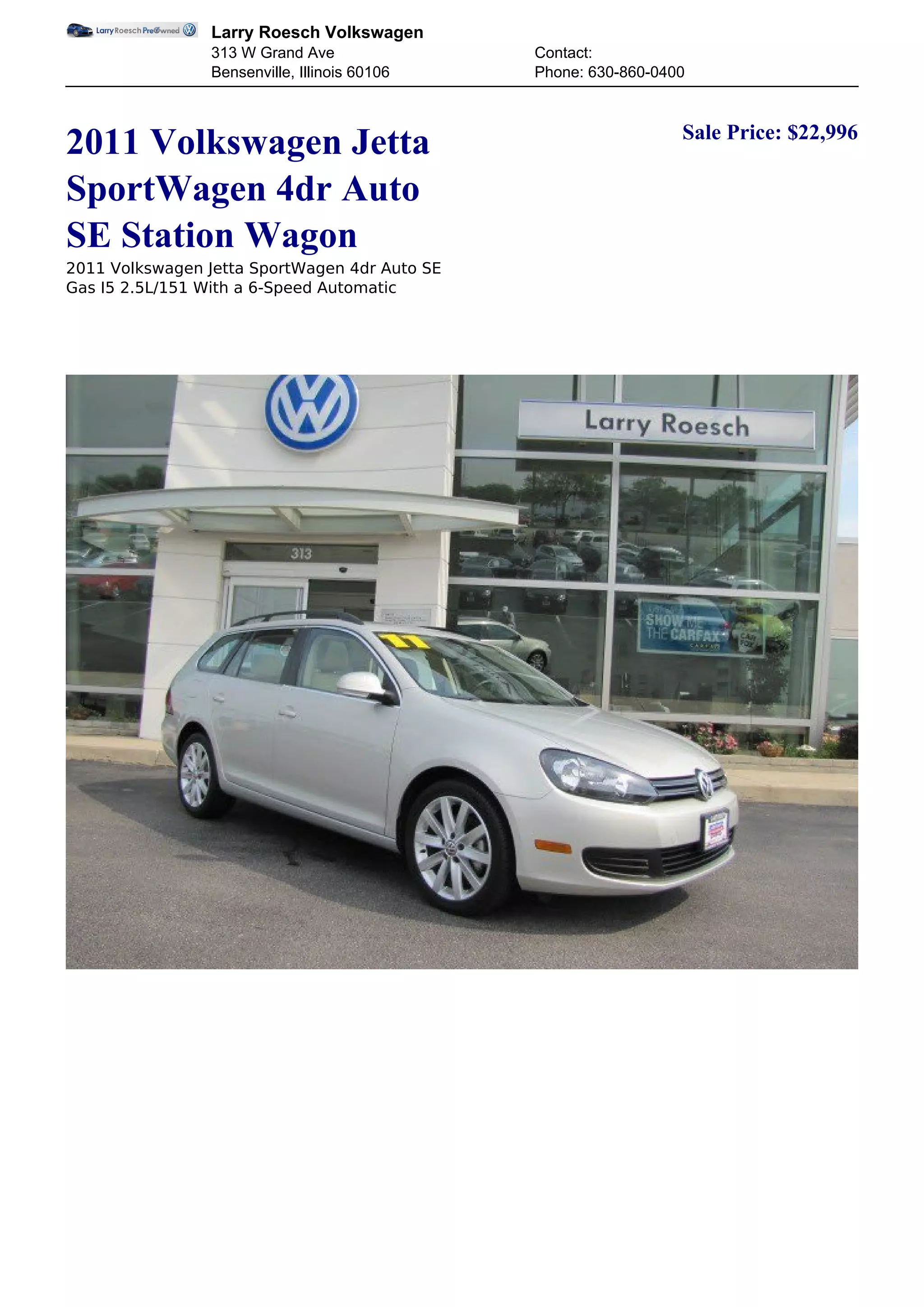 2011 Volkswagen Jetta SportWagen - Larry Roesch Volkswagen ...