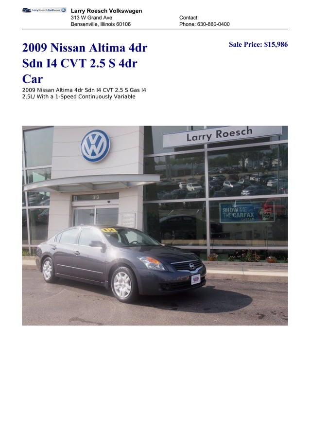 2009 Nissan Altima - Larry Roesch Volkswagen - Bensenville, Illinois | PDF