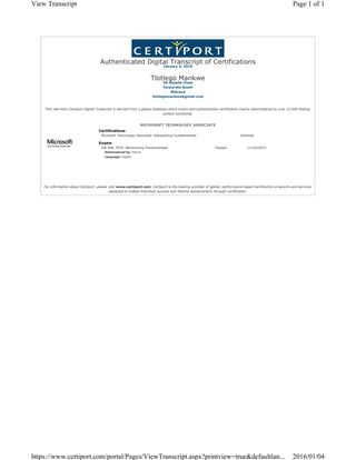 Tlotlego MTA Certificate | PDF