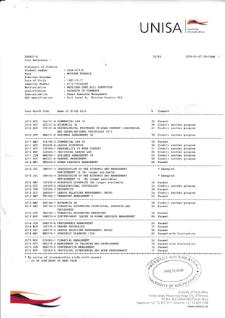 unisa academic record | PDF