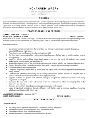 C V Mohammed Afify | PDF