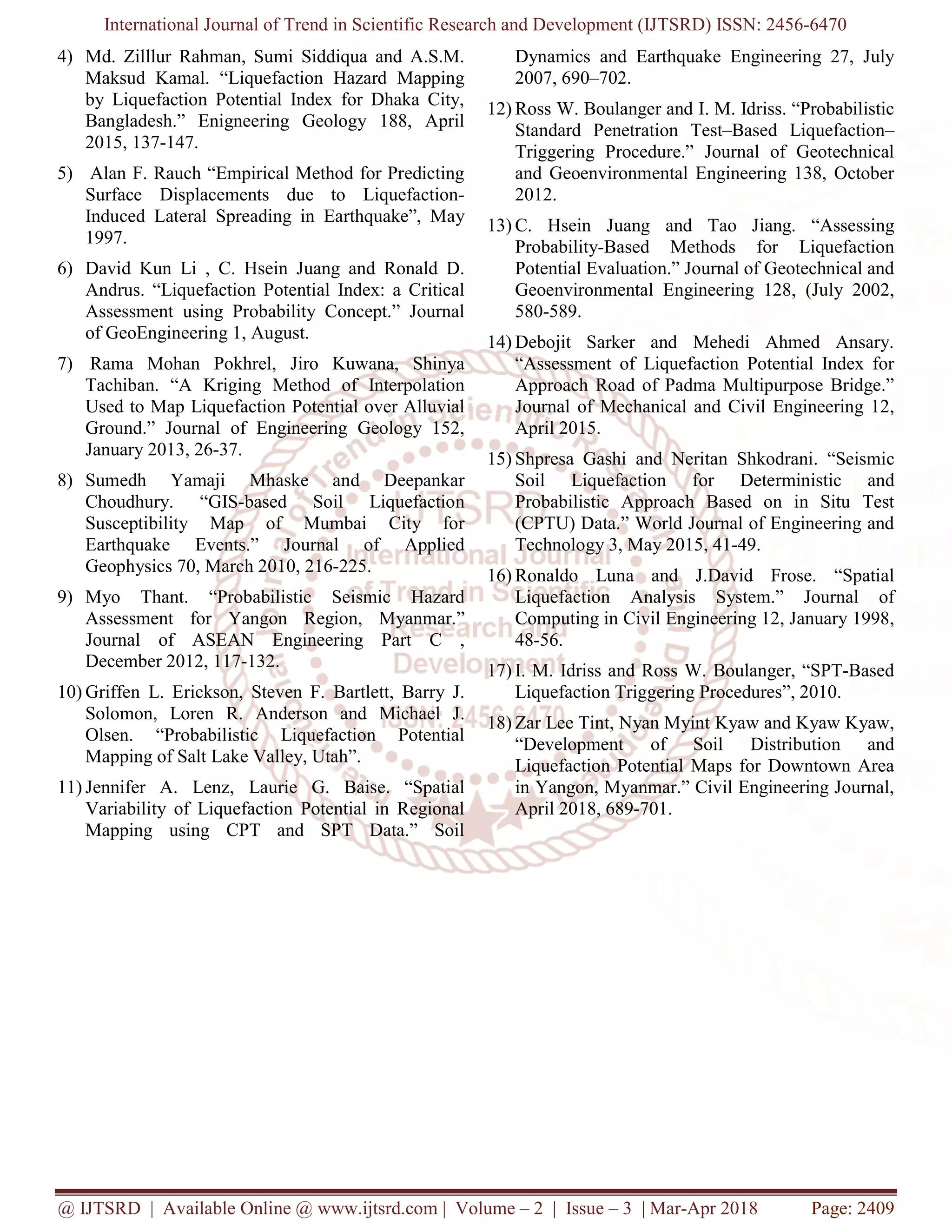 Soil Liquefaction Potential Maps for Earthquake Events in Yangon ...