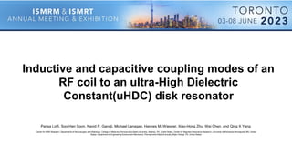 HIGH DIELECTRIC DISKS RESONATORS FOR MRI APPLICATION | PPT