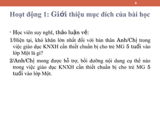 Giáo Dục Kỹ Năng Xã Hội Cần Thiết Để Chuẩn Bị Cho Trẻ Mẫu Giáo 5 Tuổi Vào Lớp Một | PPT