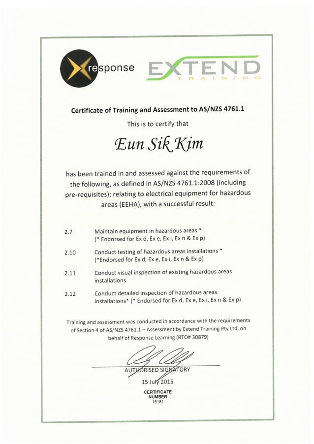 ES KIM_Certificate of Training and Assessment | PDF
