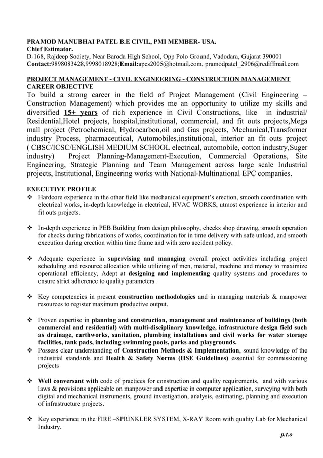 Resume for Senior Manager - projects | PDF
