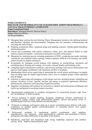 Resume for Senior Manager - projects | PDF