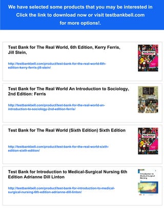 Test Bank for The Real World 7th Edition Kerry Ferris | PDF