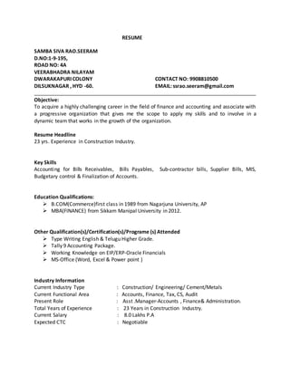 SSSRao-Resume | DOCX