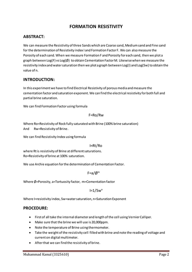 FORMATION RESISTIVITY | PDF