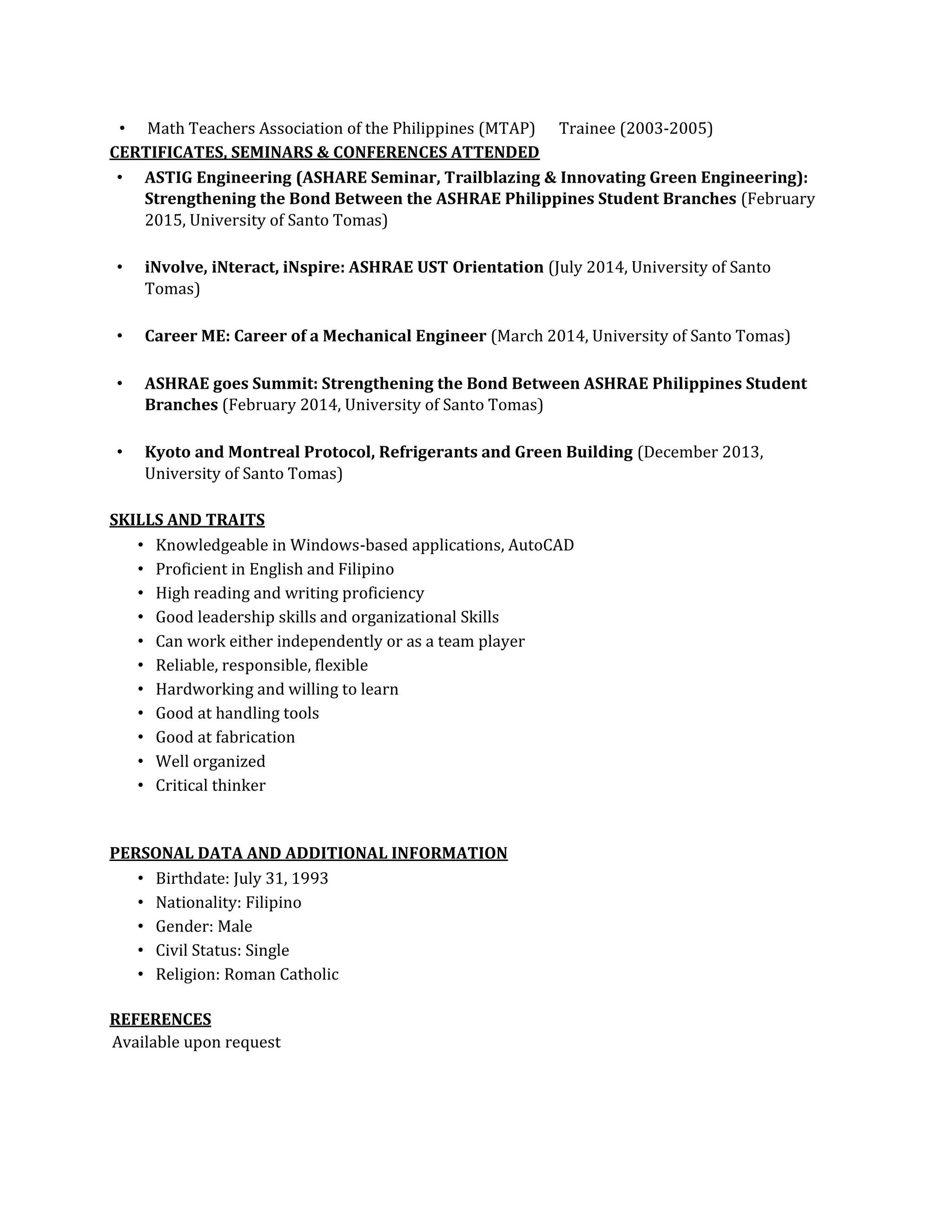 Resume Soriano, Aldrin Benedict D. | PDF