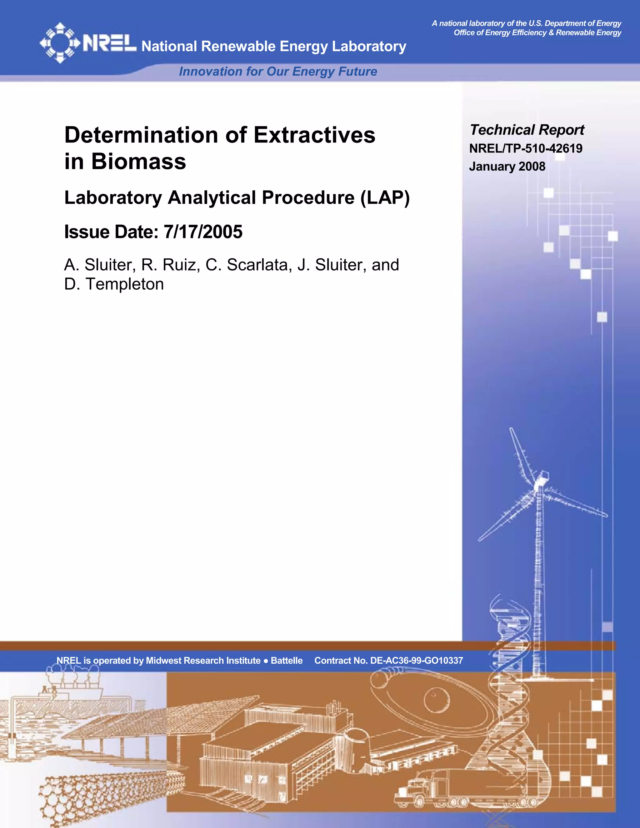 Determination of Extractives in Biomass | PDF