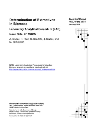 Determination of Extractives in Biomass | PDF