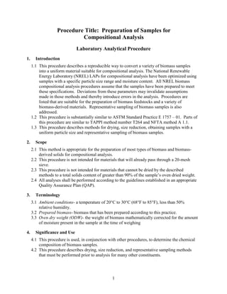Preparation of Samples for Compositional Analysis | PDF