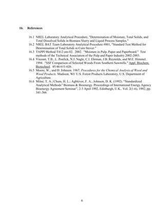 Determination of Total Solids in Biomass and Total Dissolved Solids in ...