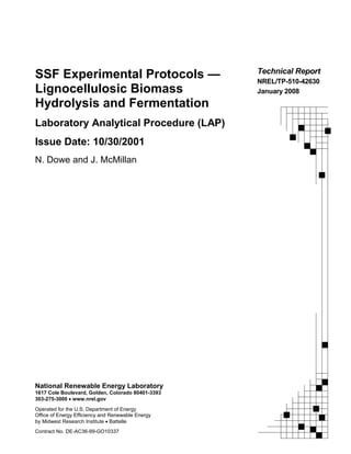 Lignocellulose Biomass- Hydrolysis & Fermentation Lab Protocols | PDF