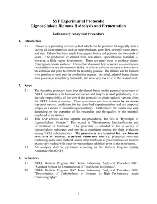 Lignocellulose Biomass- Hydrolysis & Fermentation Lab Protocols | PDF