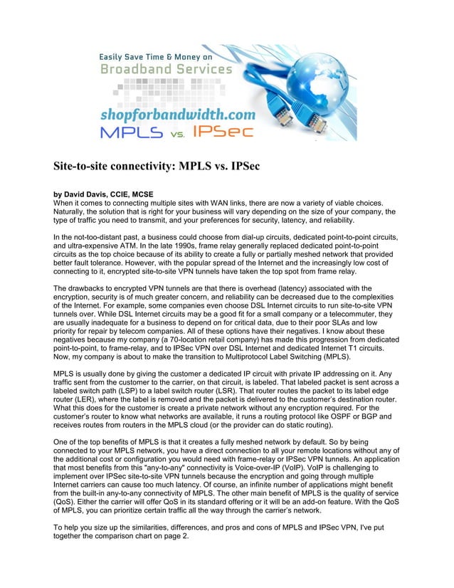 Mpls Vs Ipsec Article Pdf