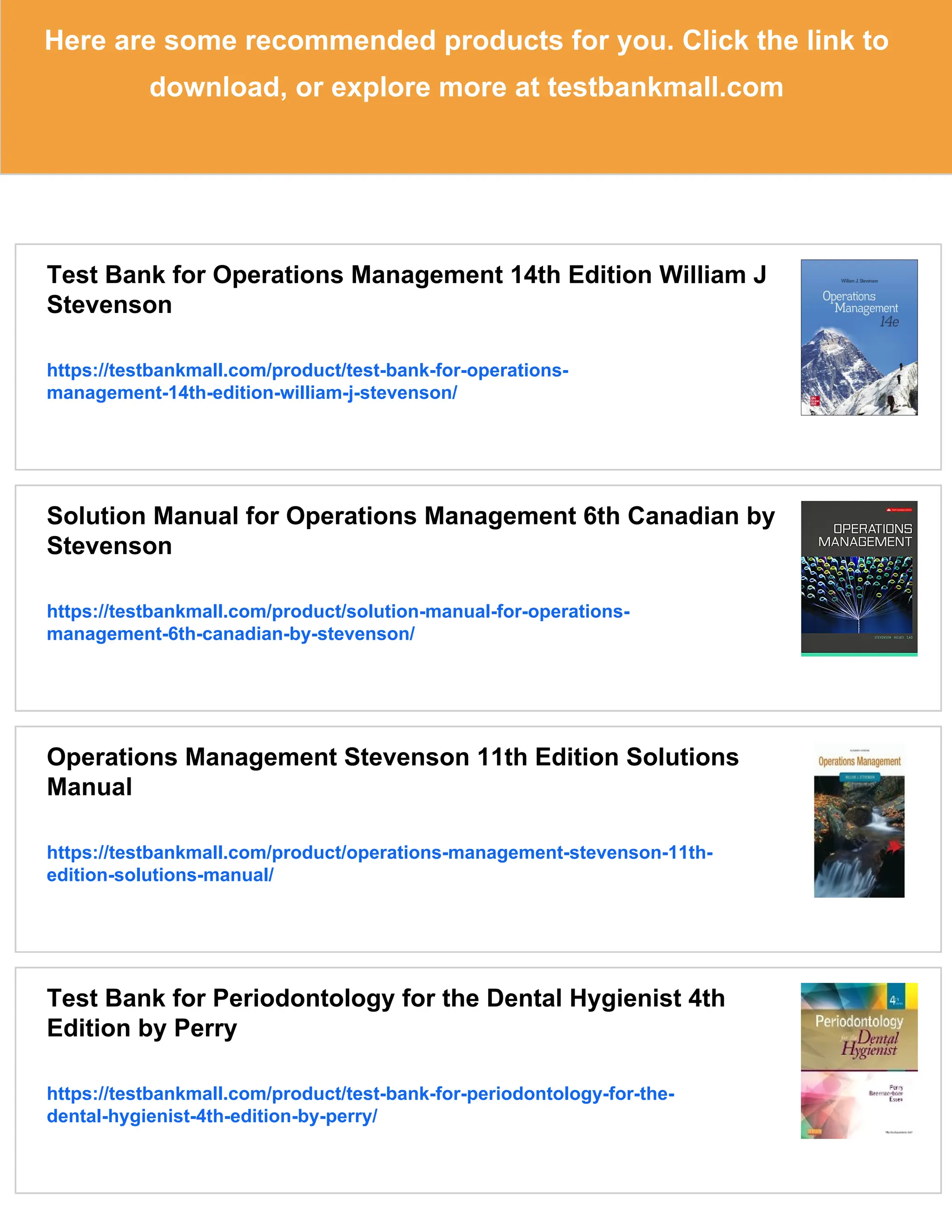 Solution Manual for Operations Management 14th Edition William J ...