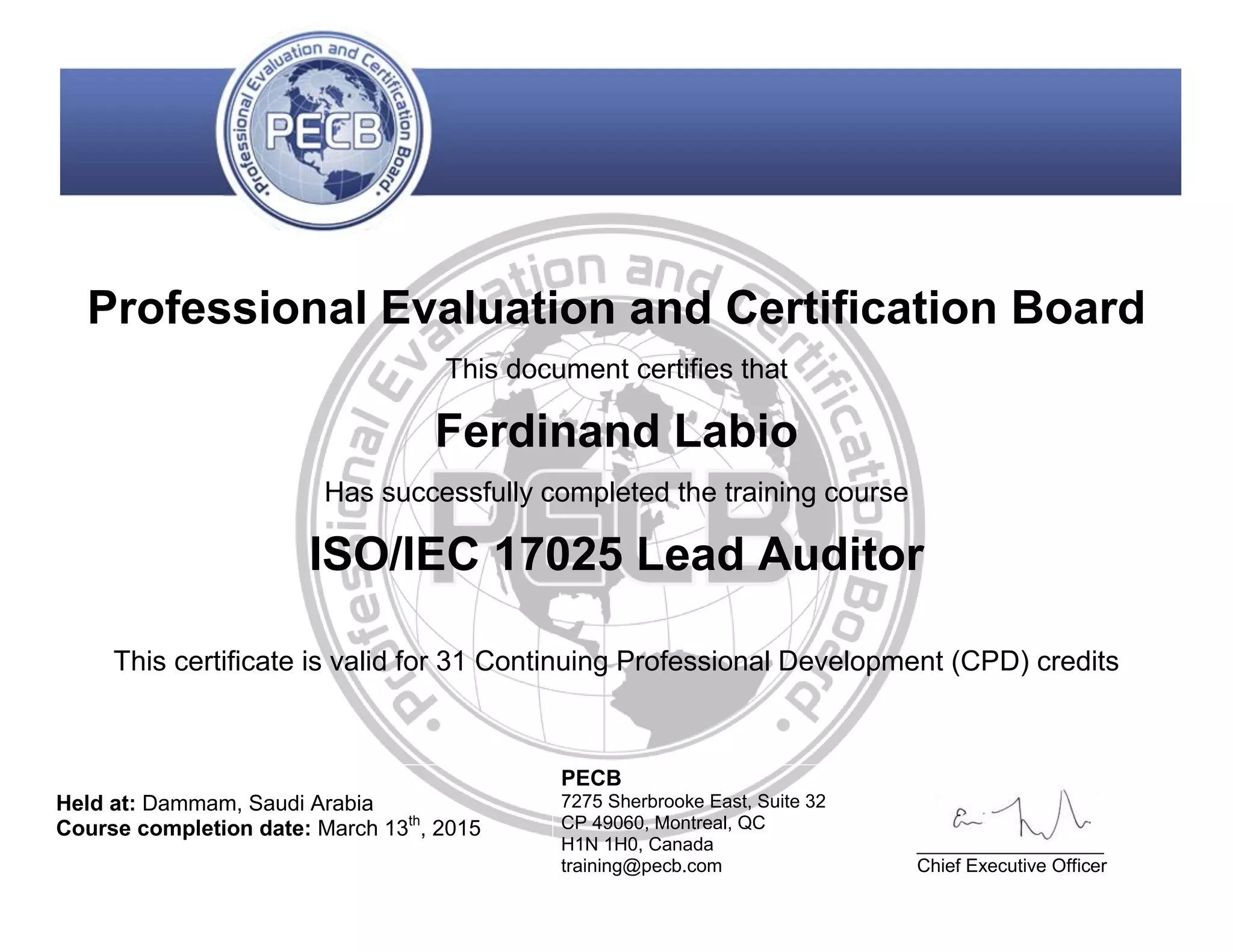 Lead Auditor ISO 17025 (General requirements testing and calibration ...