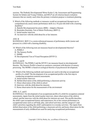 Occupational Therapy for Children 6th Edition Smith Test Bank | PDF