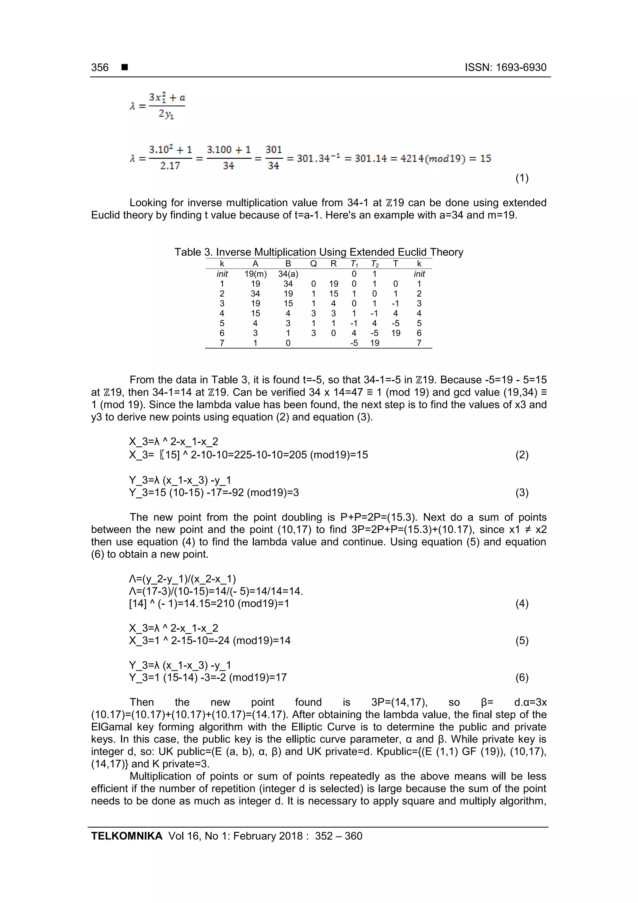 Efficiency of 128-bit Encryption and Decryption Process in Elgamal Method Using Elliptic Curve ...