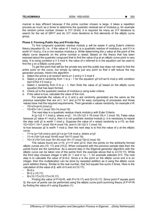 Efficiency of 128-bit Encryption and Decryption Process in Elgamal Method Using Elliptic Curve ...