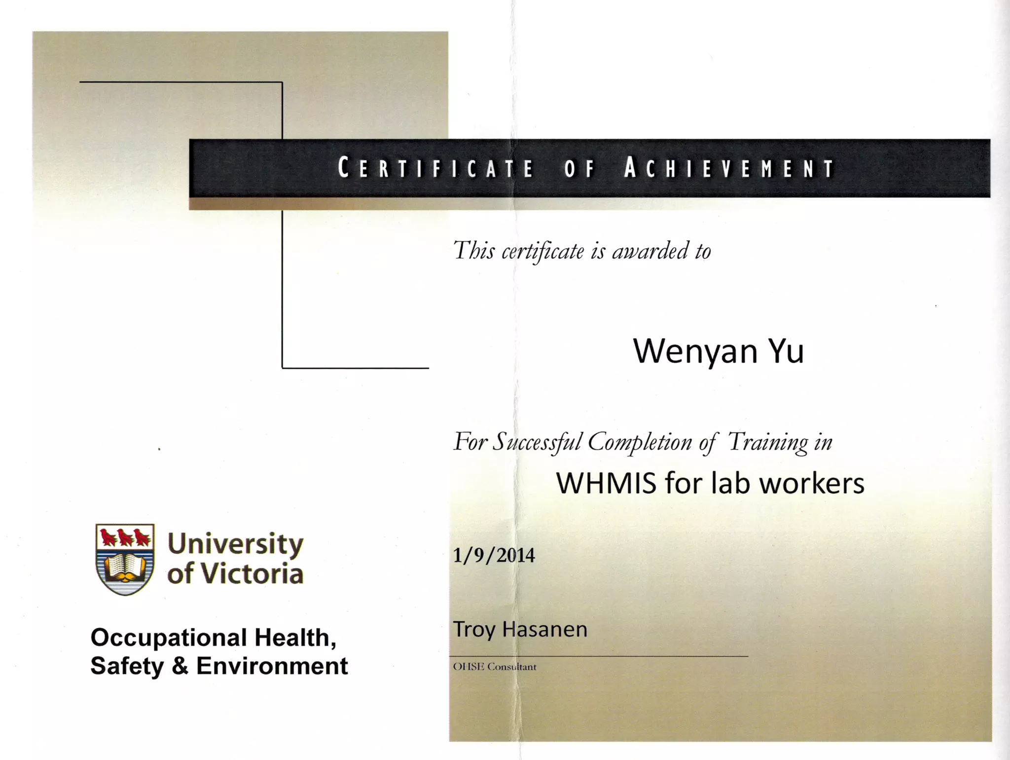 WHMIS_certificate | PPT