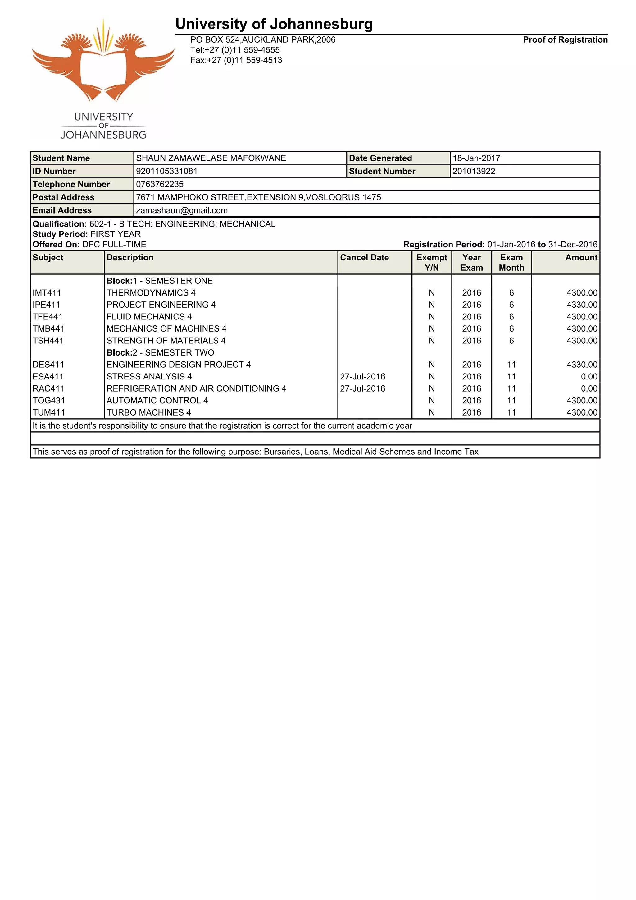 Proof of Registartion | PDF