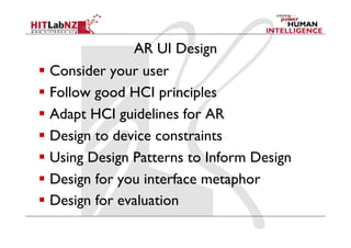 2013 Lecture 6: AR User Interface Design Guidelines | PDF