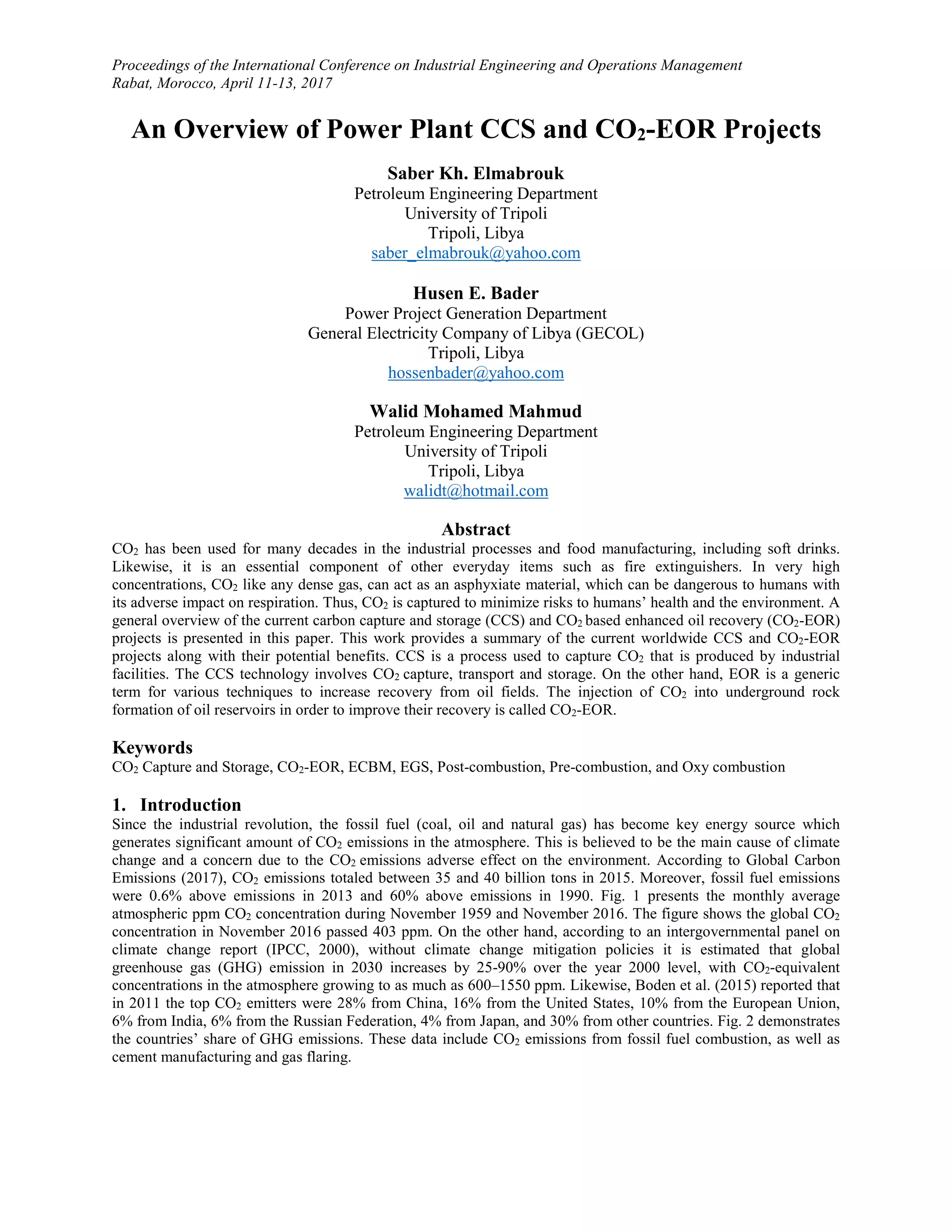 An Overview of Power Plant CCS and CO2-EOR Projects | PDF