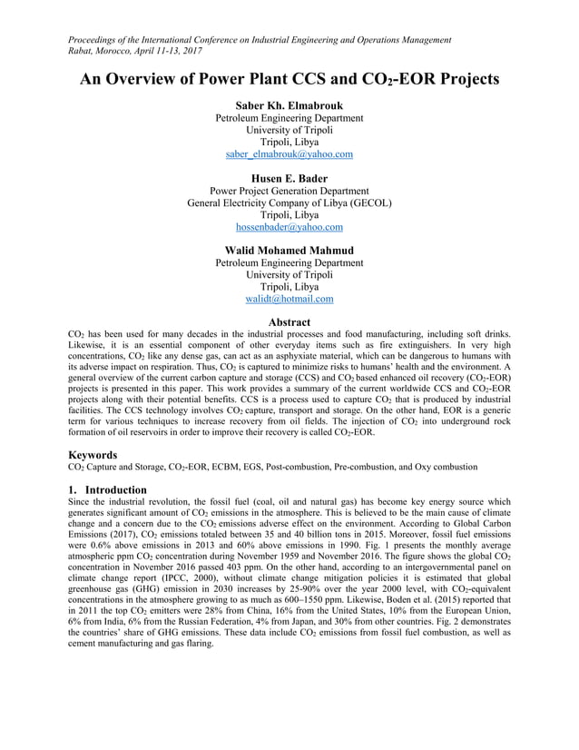 An Overview of Power Plant CCS and CO2-EOR Projects | PDF