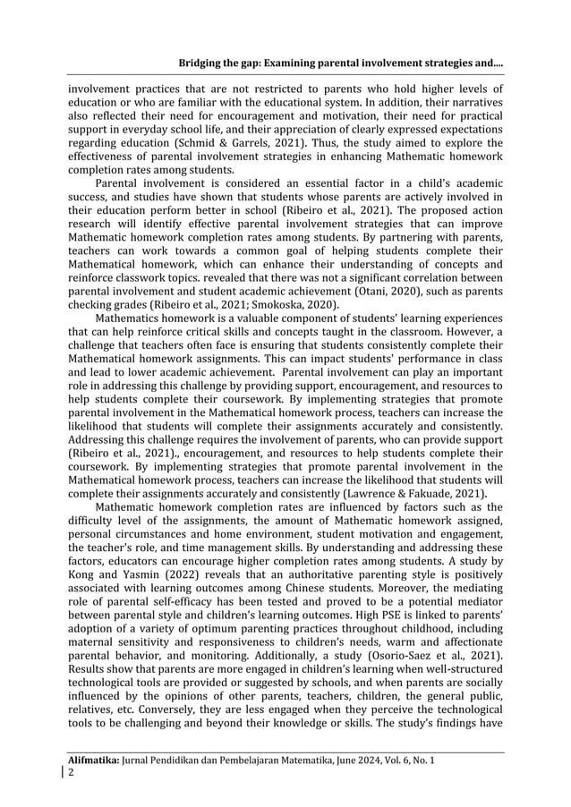 Bridging the gap: Examining parental involvement strategies and their impact on homework ...