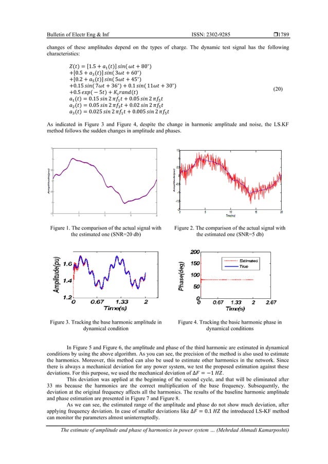 The estimate of amplitude and phase of harmonics in power system using the extended kalman ...